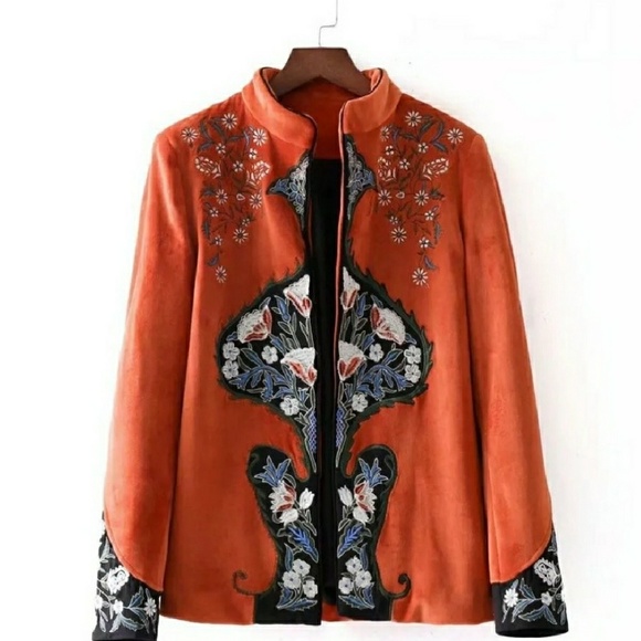 Zara | Jackets & Coats | Zara Embroidered Velvet Jacket Sold Out | Poshmark